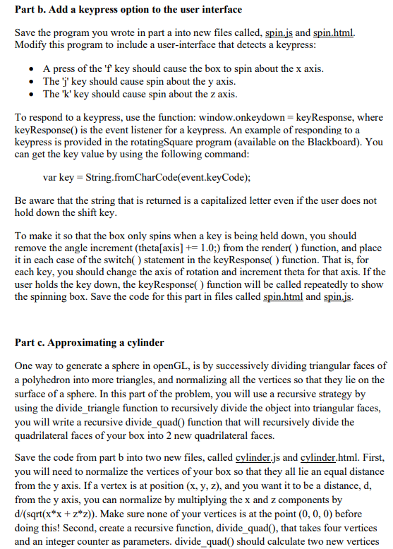 Solved // Define the initial vertices of the box var | Chegg.com