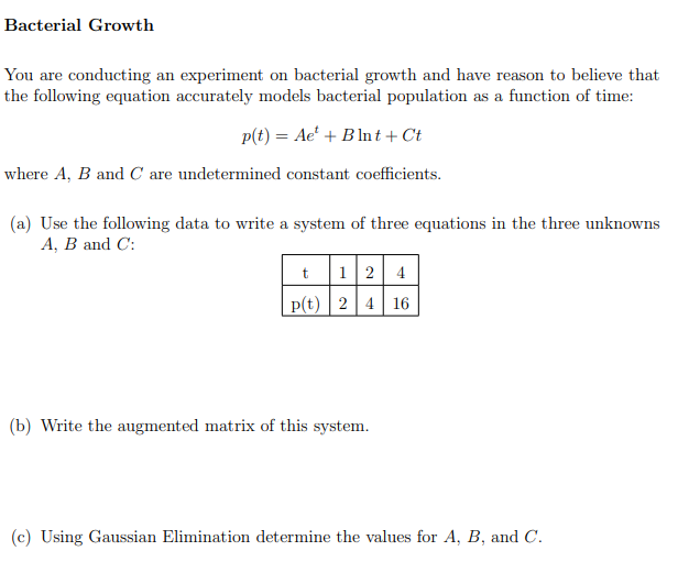Solved Bacterial Growth You are conducting an experiment on | Chegg.com