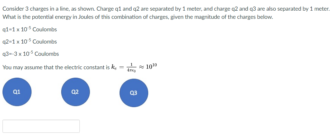 Solved Consider 3 charges in a line, as shown. Charge q1 and | Chegg.com