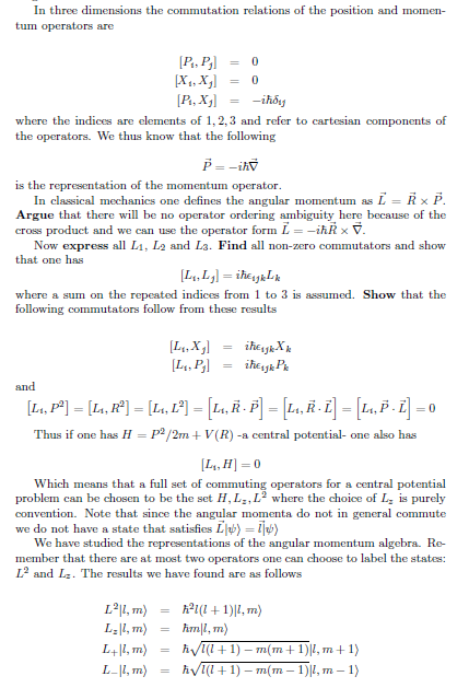 Solved In three dimensions the commutation relations of the | Chegg.com