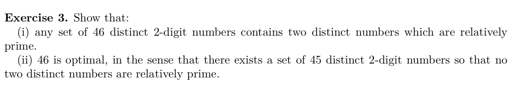 Solved Exercise 3. Show that: (i) any set of 46 distinct | Chegg.com