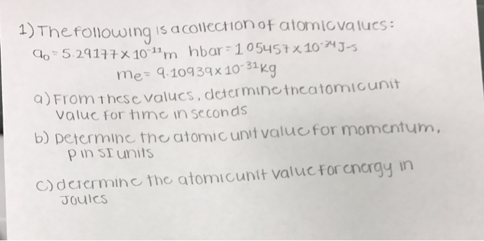 Solved The following is a collection of atomic values:a_0 = | Chegg.com