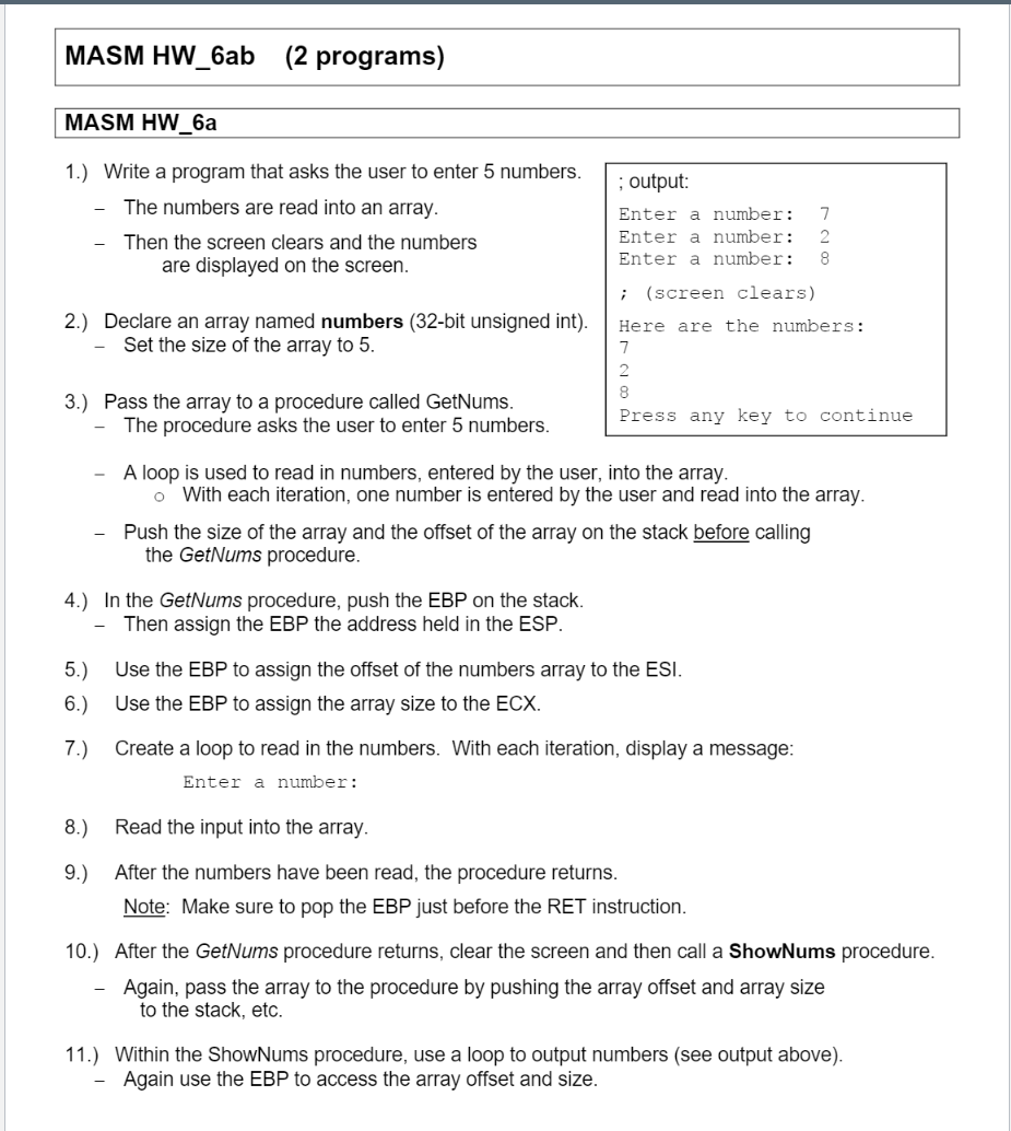 Solved Write a program that asks the user to enter 5 numbers | Chegg.com