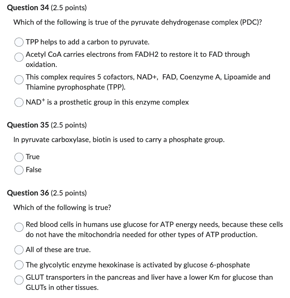Solved Which of the following is true of the pyruvate | Chegg.com