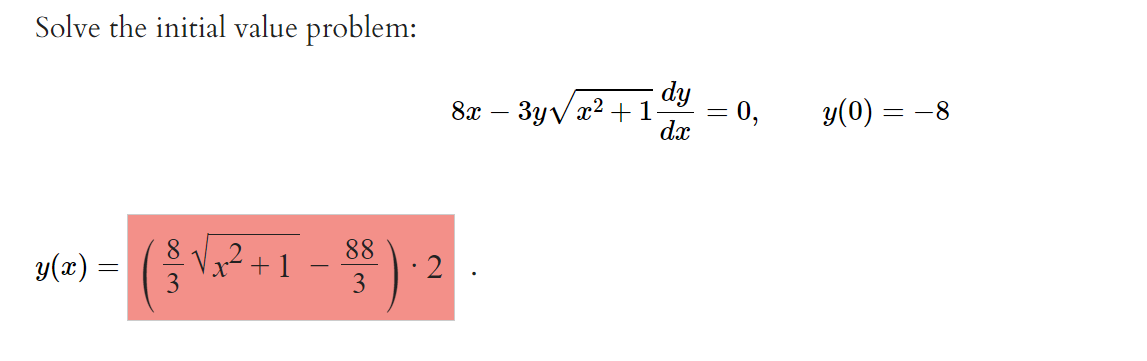 Solved Solve the initial value | Chegg.com