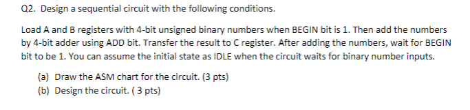 Solved Q2. Design a sequential circuit with the following | Chegg.com