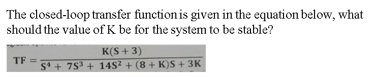 Solved The closed-loop transfer function is given in the | Chegg.com