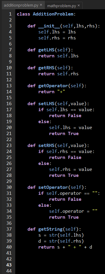 Solved Exercise: AdditionProblem Methods Description In this | Chegg.com