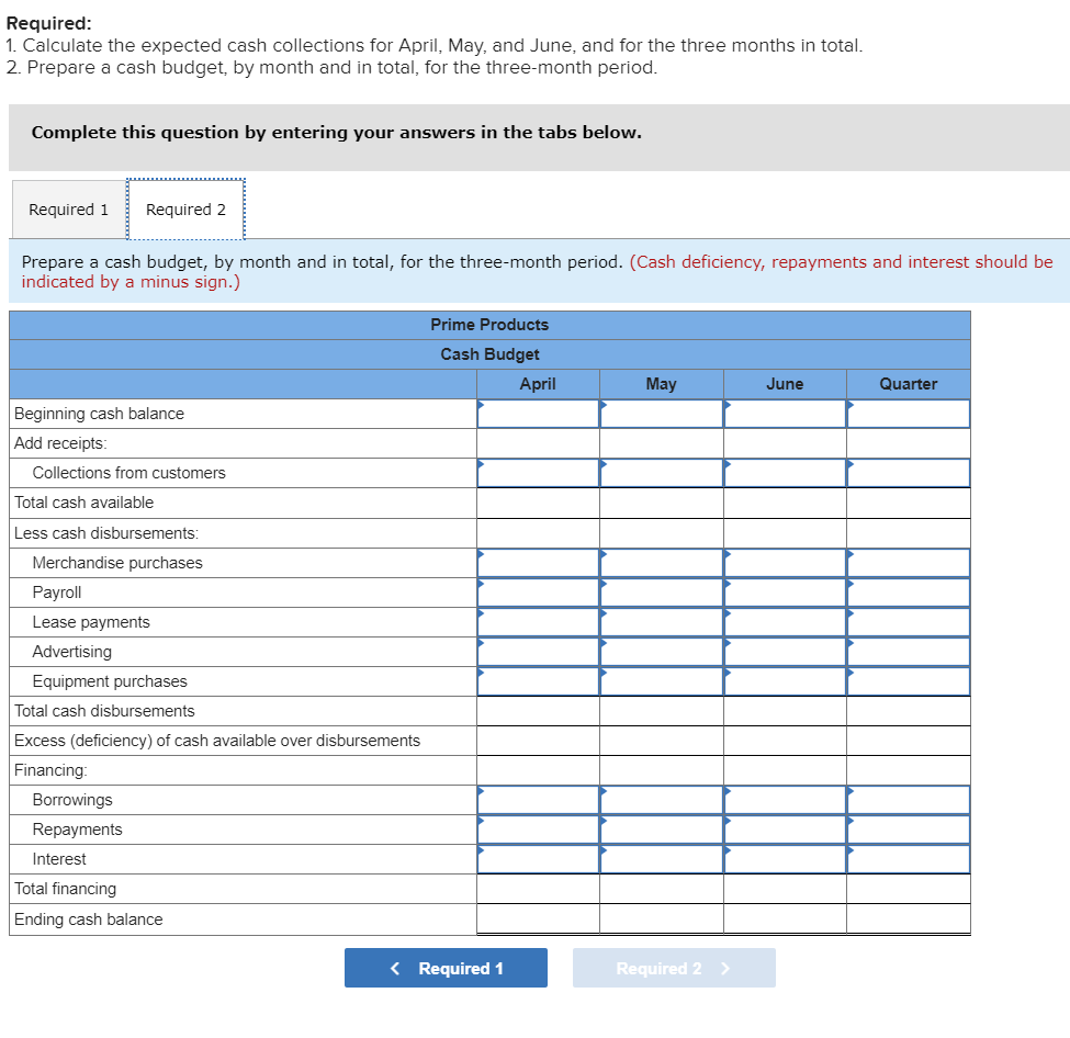 Solved Required: 1. Calculate the expected cash collections | Chegg.com