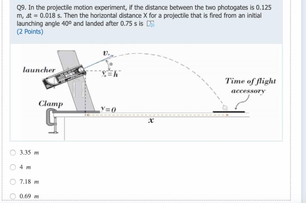 Solved 09. In the projectile motion experiment, if the | Chegg.com