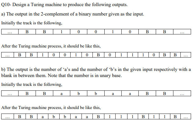 Solved Q10- Design a Turing machine to produce the following | Chegg.com