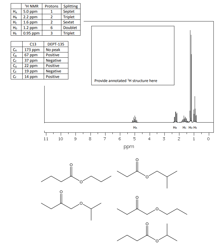 Solved C7H14O2 Determine the correct structure for the | Chegg.com
