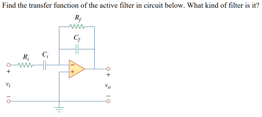 Solved Find the transfer function of the active filter in | Chegg.com