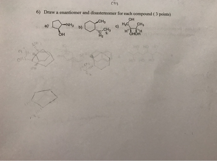 Solved Draw a enantiomer and diastereomer for each compound | Chegg.com