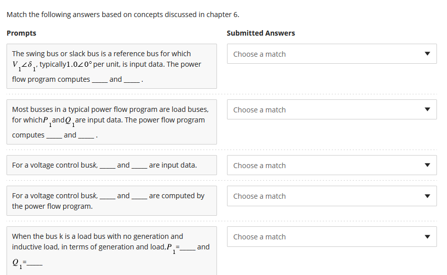 Solved Match the following answers based on concepts | Chegg.com