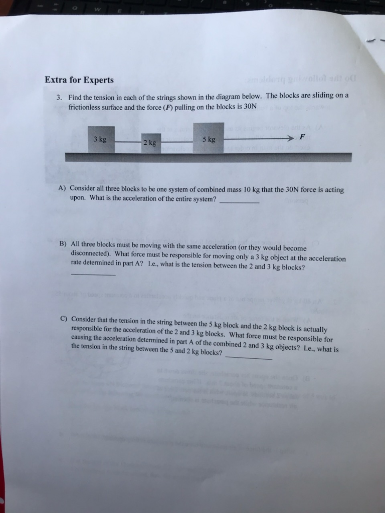 Solved Extra for Experts Find the tension in each of the | Chegg.com