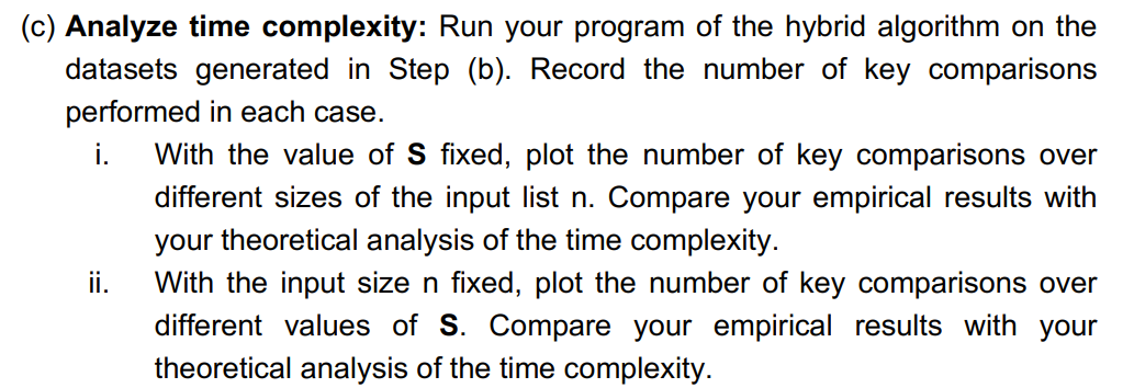 Solved Integration of merge sort and insertion sort graph My | Chegg.com