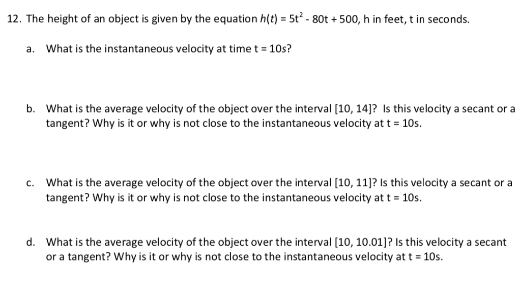 Solved 12. The height of an object is given by the equation | Chegg.com