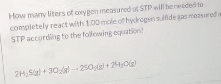 Solved How many liters of oxygen measured at STP will be | Chegg.com