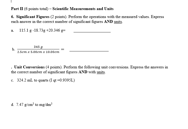 Solved Part II (6 points total) - Scientific Measurements | Chegg.com