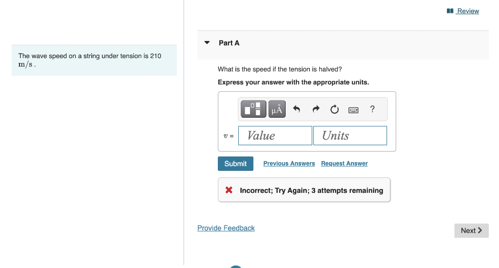 Solved The wave speed on a string under tension is 210 m/s. | Chegg.com