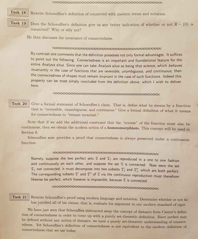 Solved Task 18 Rewrite Schoenflies's definition of connected | Chegg.com