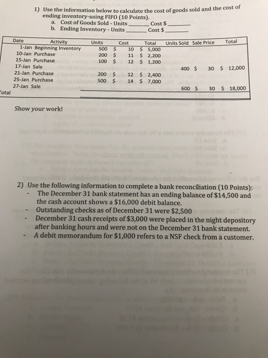 Solved Use the information below to calculate the cost of | Chegg.com