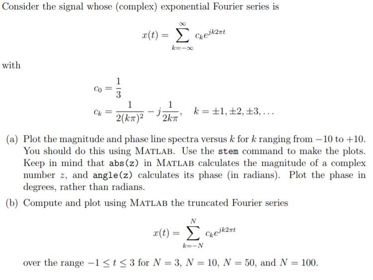 Solved Consider the signal whose (complex) exponential | Chegg.com