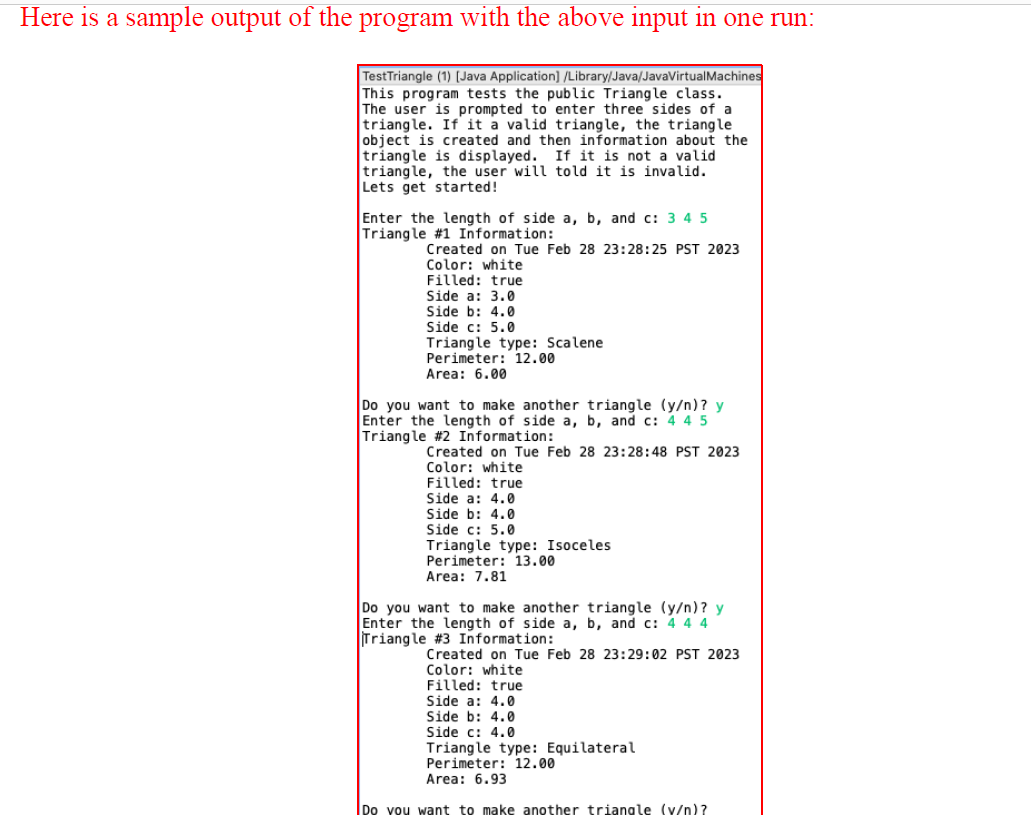 Solved A2.2: Triangle java programs; 1. Design a public | Chegg.com