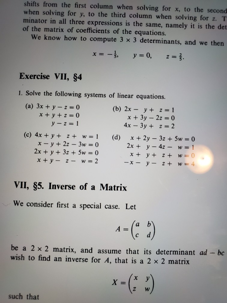 Solved shifts from the first column when solving for x, to | Chegg.com
