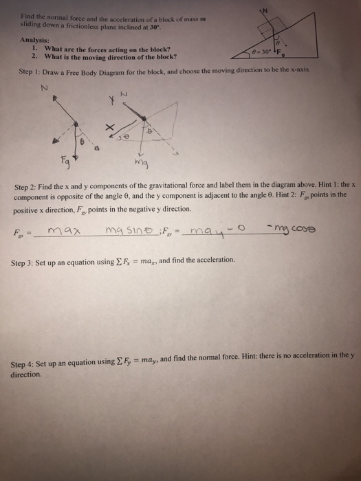 Solved Find the normal force and the acceleration of a block | Chegg.com