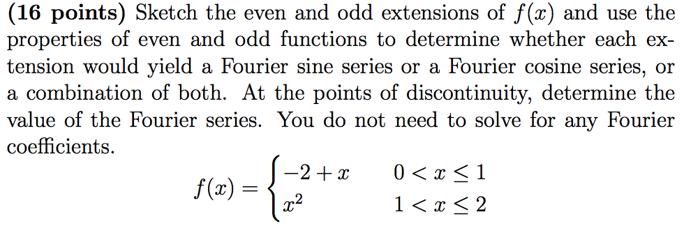 Solved (16 points) Sketch the even and odd extensions of | Chegg.com
