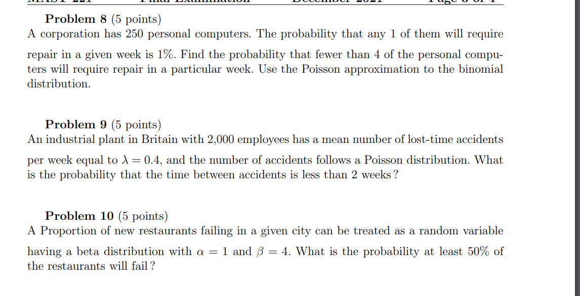 Solved Problem 8 (5 ﻿points)A corporation has 250 ﻿personal | Chegg.com
