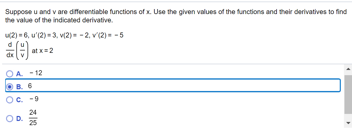 Solved Suppose u and v are differentiable functions of x. | Chegg.com
