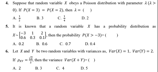 Solved a = 2 4. Suppose that random variable X obeys a | Chegg.com