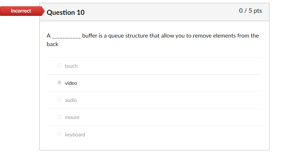 Solved A buffer is a queue structure that allow you to | Chegg.com