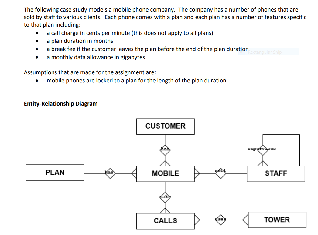 Solved The following case study models a mobile phone | Chegg.com