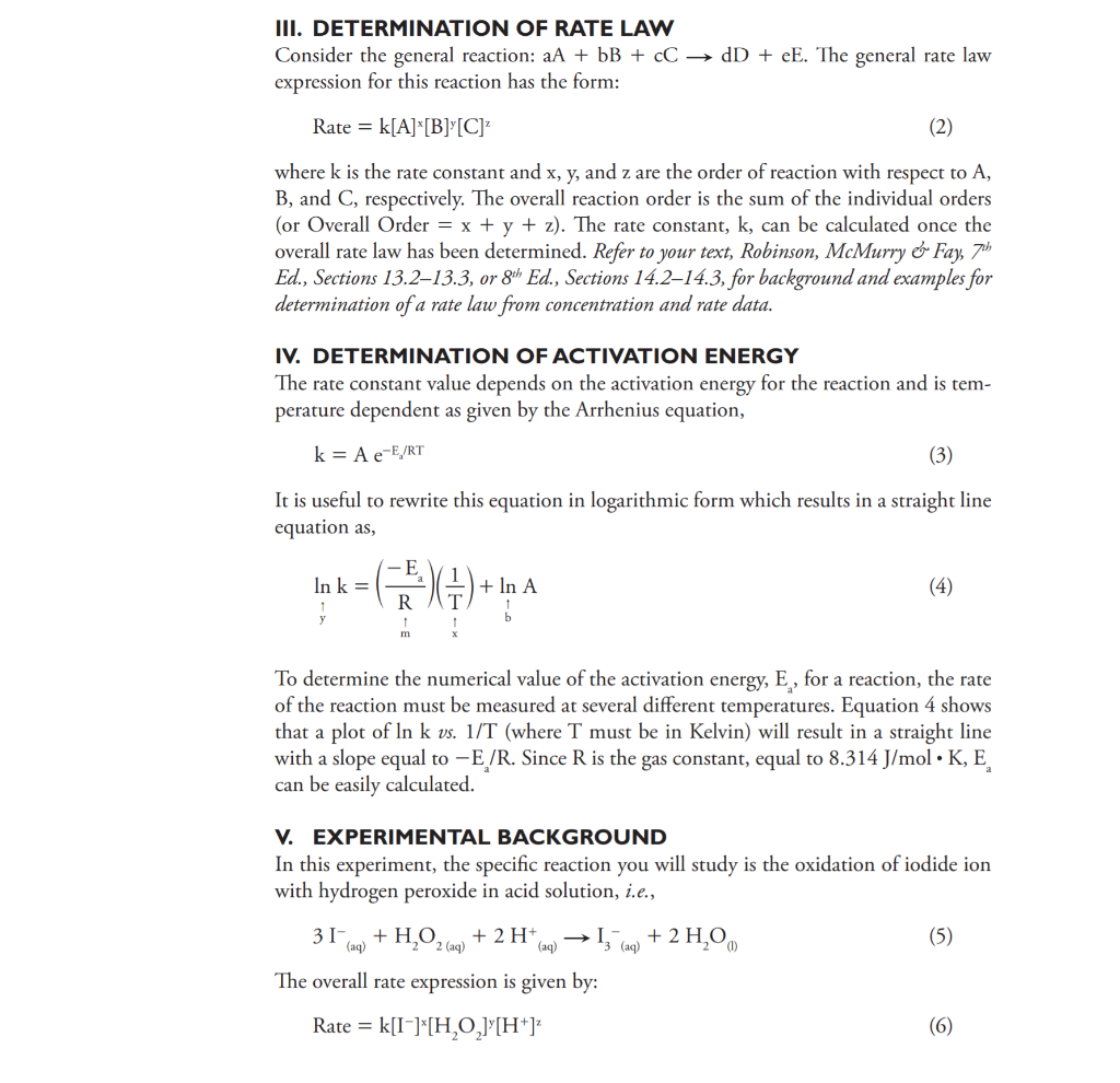 CALCULATIONS Calculate for each run: (a) the reactant | Chegg.com