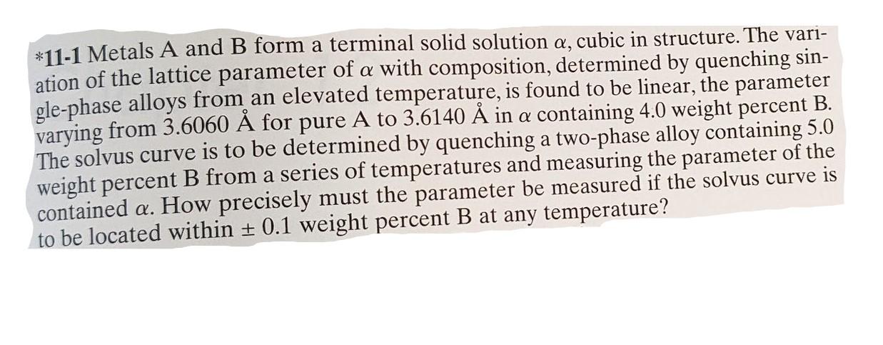 Solved *11-1 Metals A and B form a terminal solid solution | Chegg.com