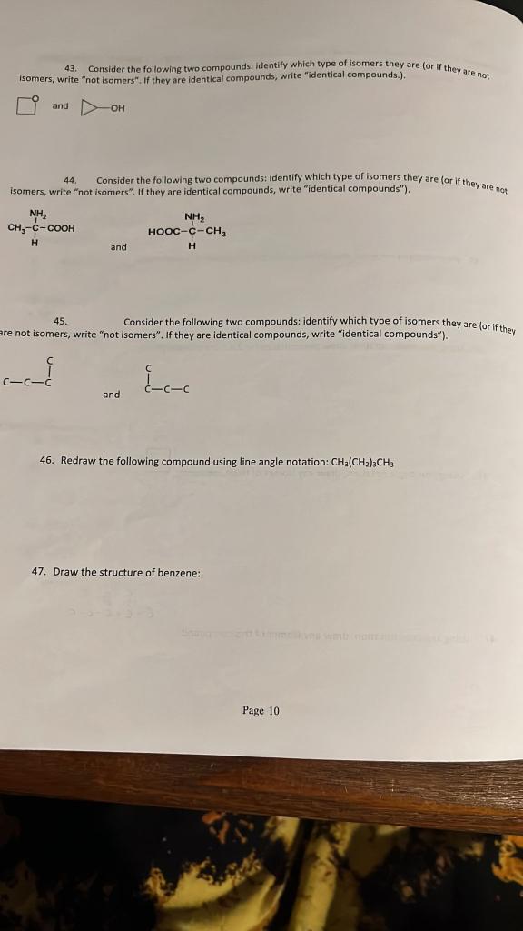 Solved 43. Consider the following two compounds: identify | Chegg.com