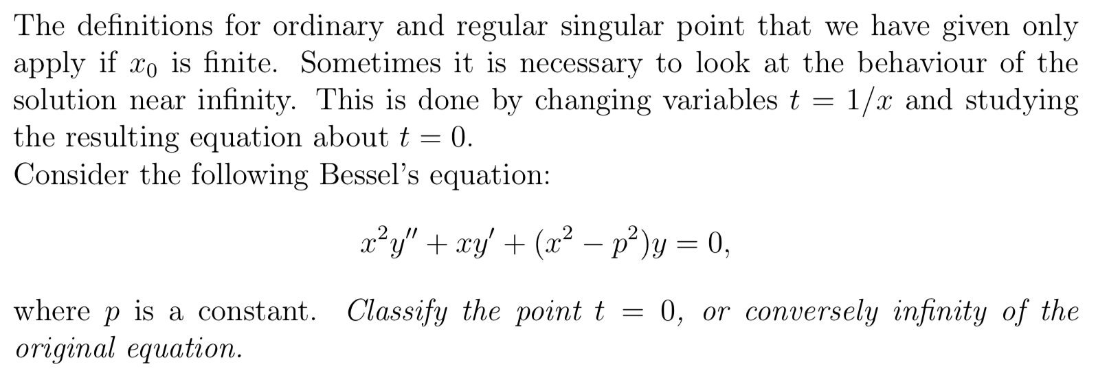 Solved The definitions for ordinary and regular singular | Chegg.com