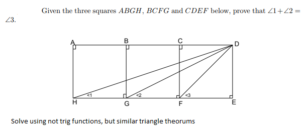 Solved Given the three squares ABGH, BCFG and CDEF below, | Chegg.com