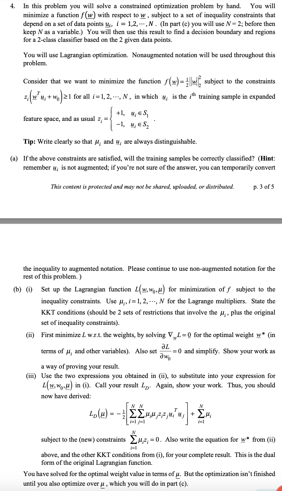Solved 4. In this problem you will solve a constrained | Chegg.com