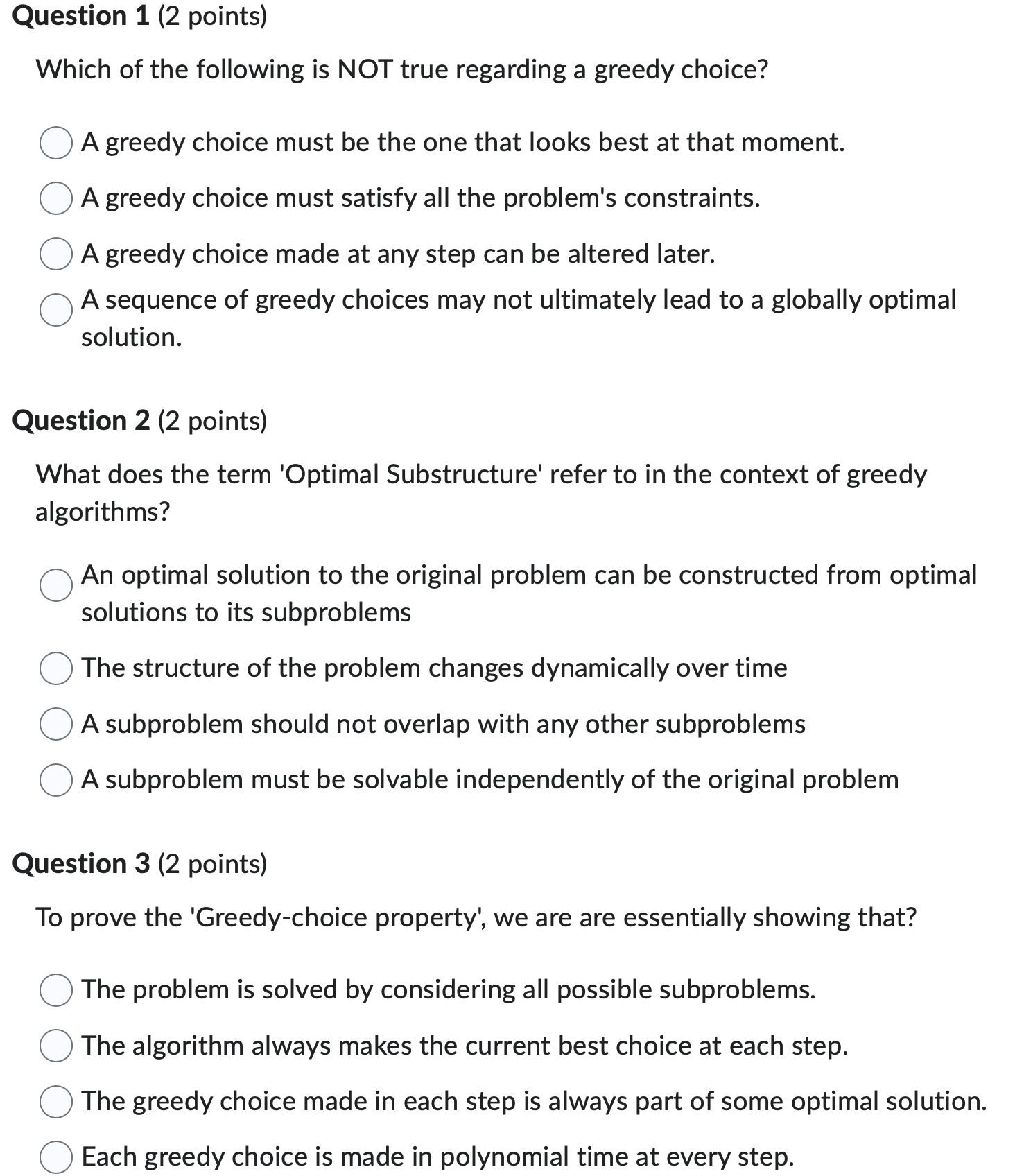 Solved Which of the following is NOT true regarding a greedy | Chegg.com