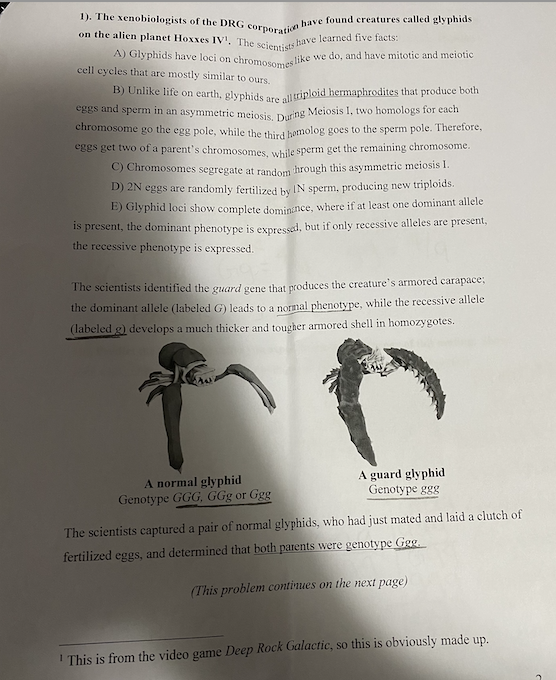 Solved 1). The xenobiologists of the DRG corporation have | Chegg.com