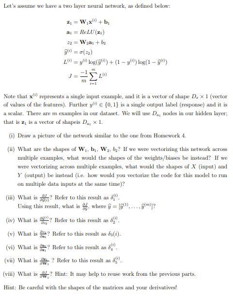 Solved Lets Assume We Have A Two Layer Neural Network As 0954