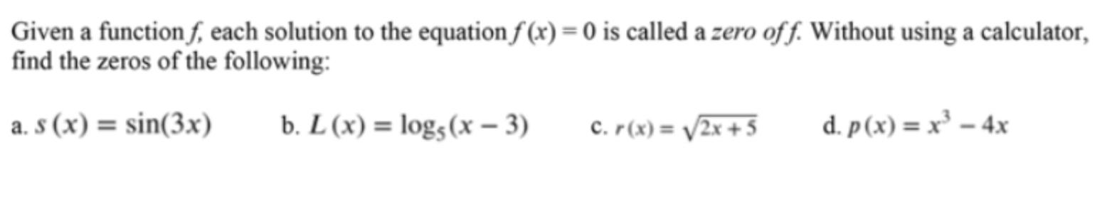 Solved Given a function f, each solution to the equation | Chegg.com