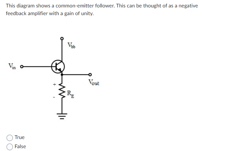 Solved This diagram shows a common-emitter follower. This | Chegg.com