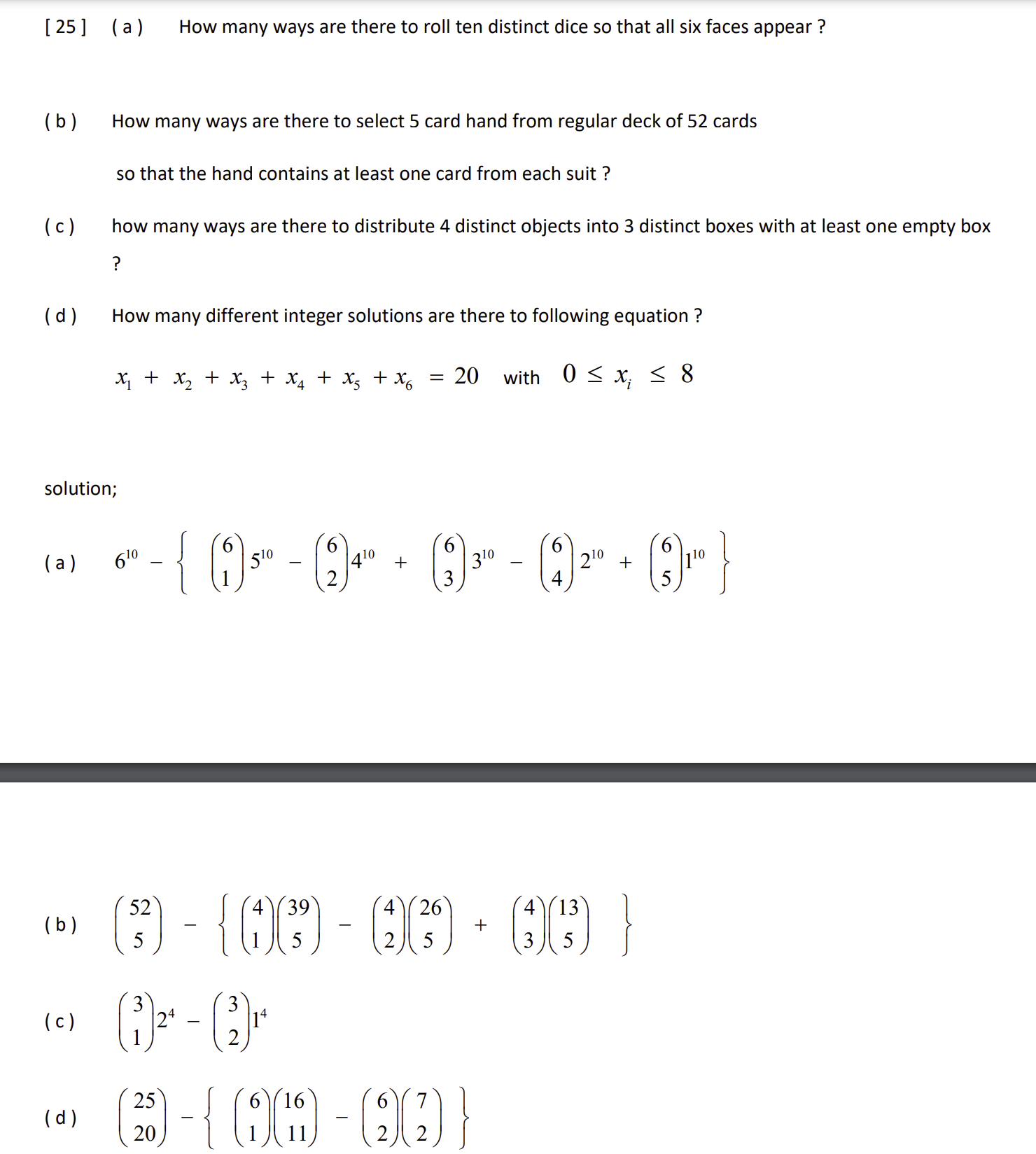 Solved [25] (a) ﻿How many ways are there to roll ten | Chegg.com