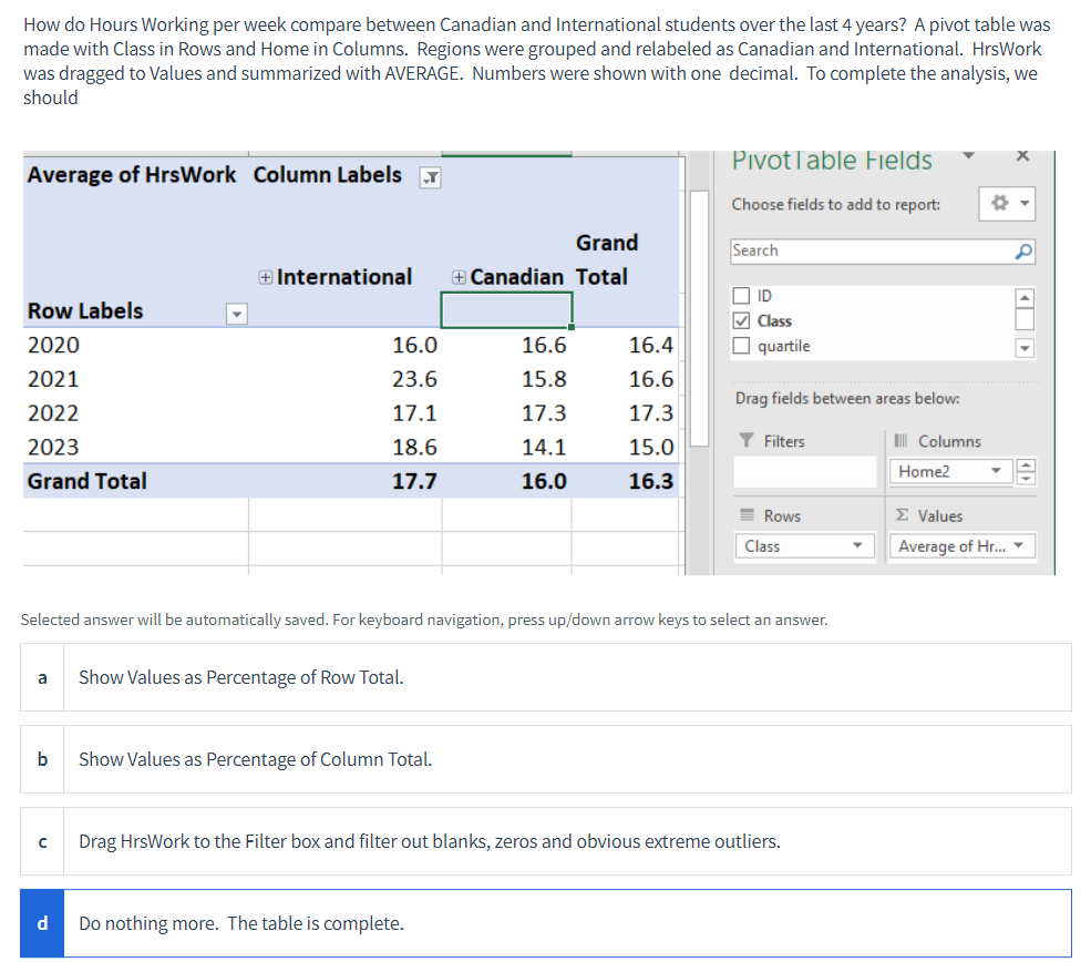 How do Hours Working per week compare between | Chegg.com